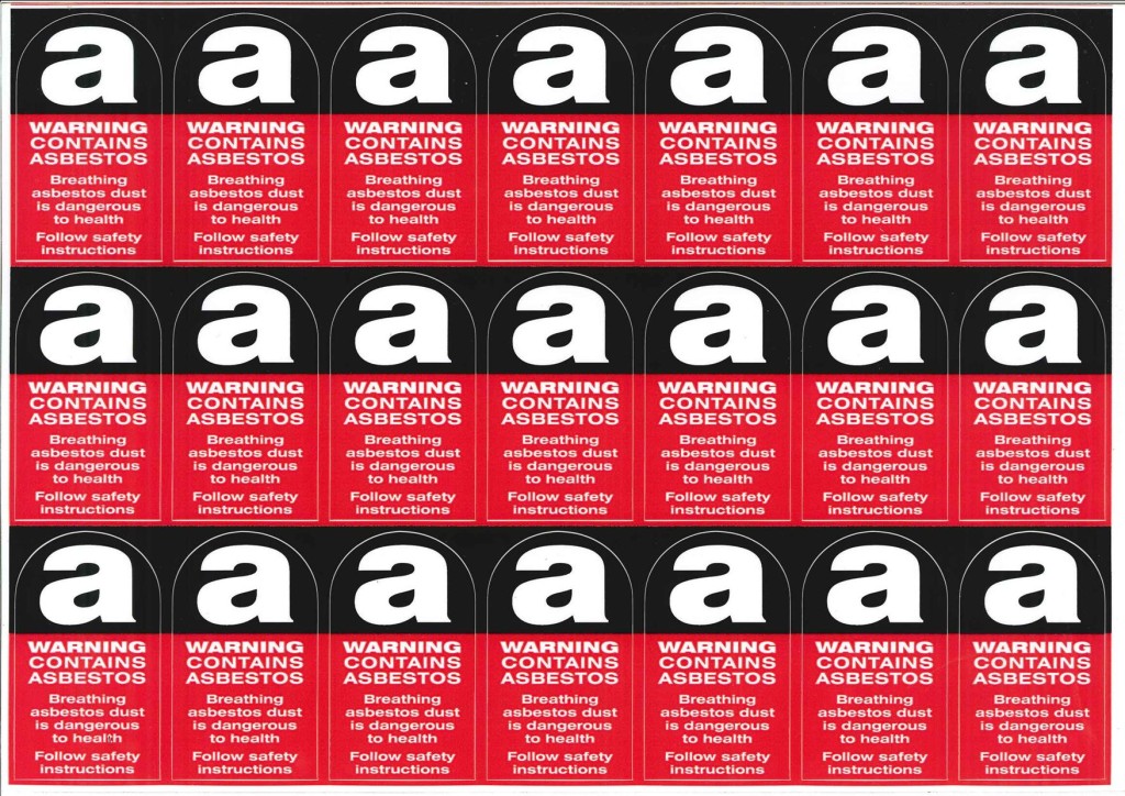 Asbestos Labels (Sheets of 21 adhesive labels)| QBM