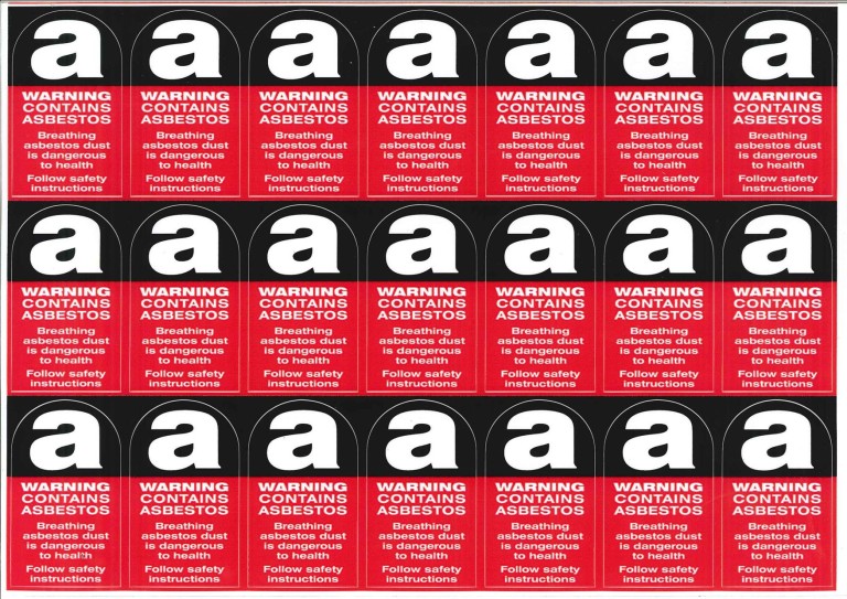 Asbestos Labels (Sheets of 21 adhesive labels)| QBM